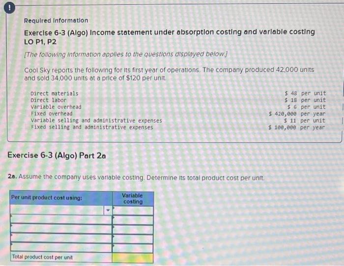 Solved Required Information Exercise 6-3 (Algo) Income | Chegg.com