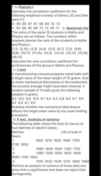 Solved 1. a. Pearson Calculate the correlation coefficient | Chegg.com