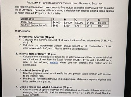 Solved Problema #1: Creating Choice Tables Using Graphical | Chegg.com