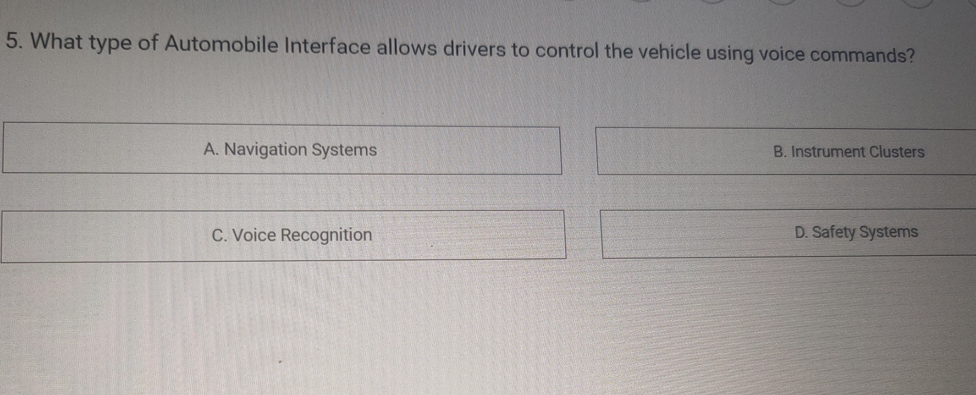 Solved What type of Automobile Interface allows drivers to | Chegg.com
