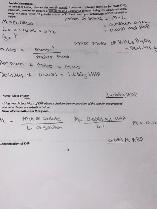 Solved Prelab Calculations: In the space below, calculate | Chegg.com
