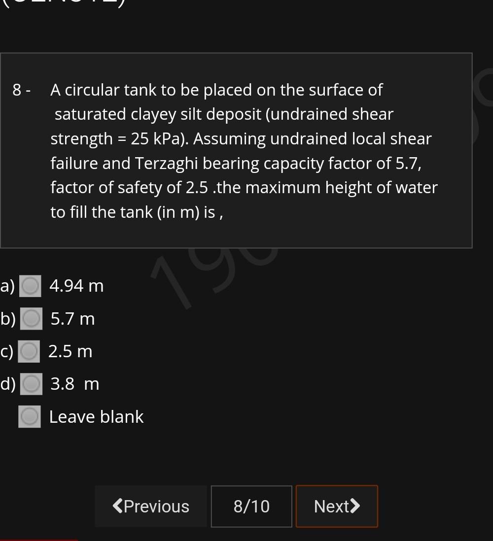 Solved - 8- A circular tank to be placed on the surface of | Chegg.com