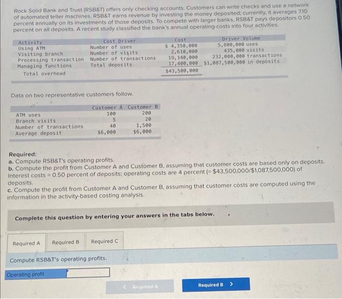 Solved Rock Solid Bank and Trust (RSB\&T) offers only | Chegg.com