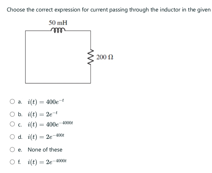 Solved Choose the correct expression for current passing | Chegg.com
