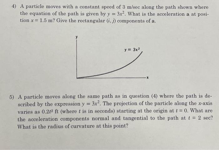 Solved 4) A particle moves with a constant speed of 3 m/sec | Chegg.com Solved 4) A particle moves with a constant speed of 3 m/sec | Chegg.com