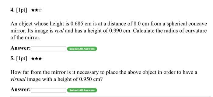 Solved An object whose height is 0.685 cm is at a distance | Chegg.com