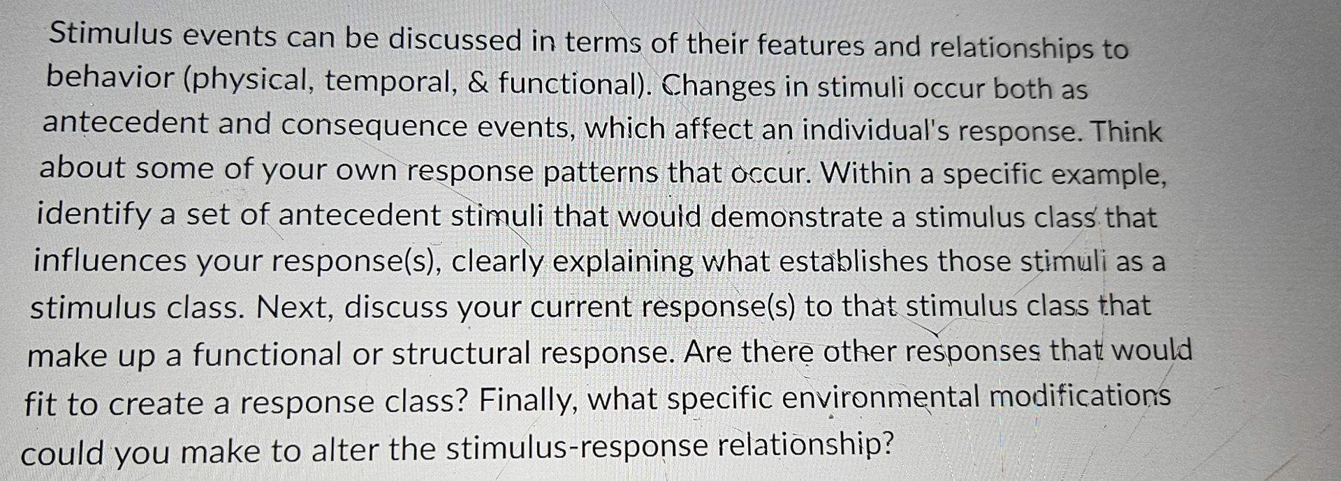 Solved Stimulus events can be discussed in terms of their | Chegg.com