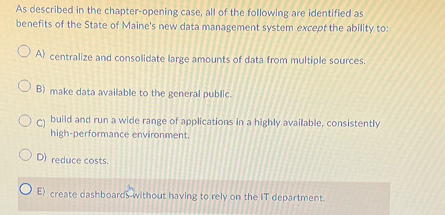 Solved As described in the chapter-opening case, all of the | Chegg.com