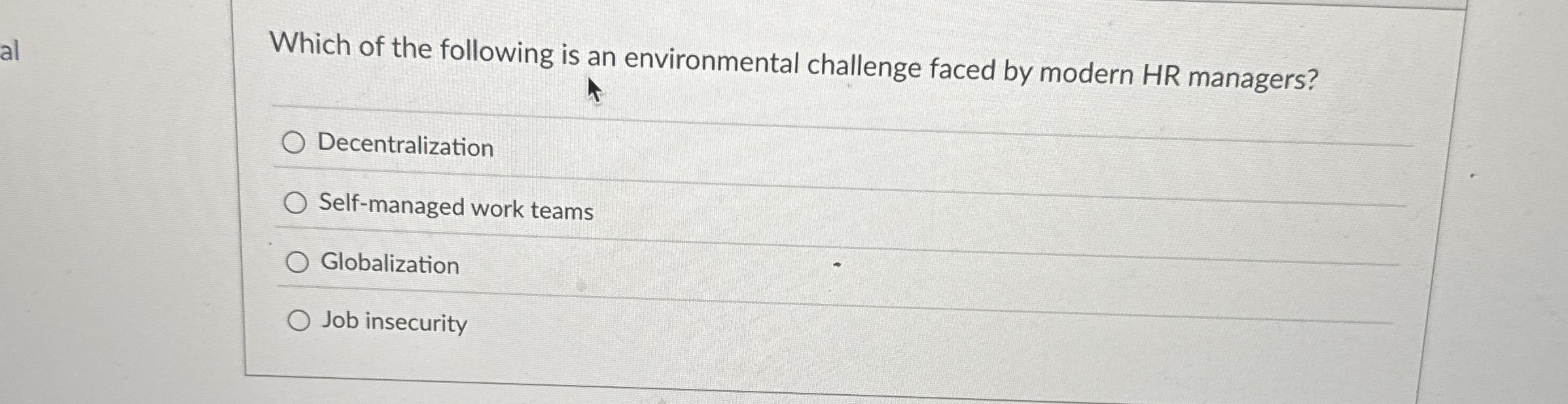 Solved Which of the following is an environmental challenge | Chegg.com