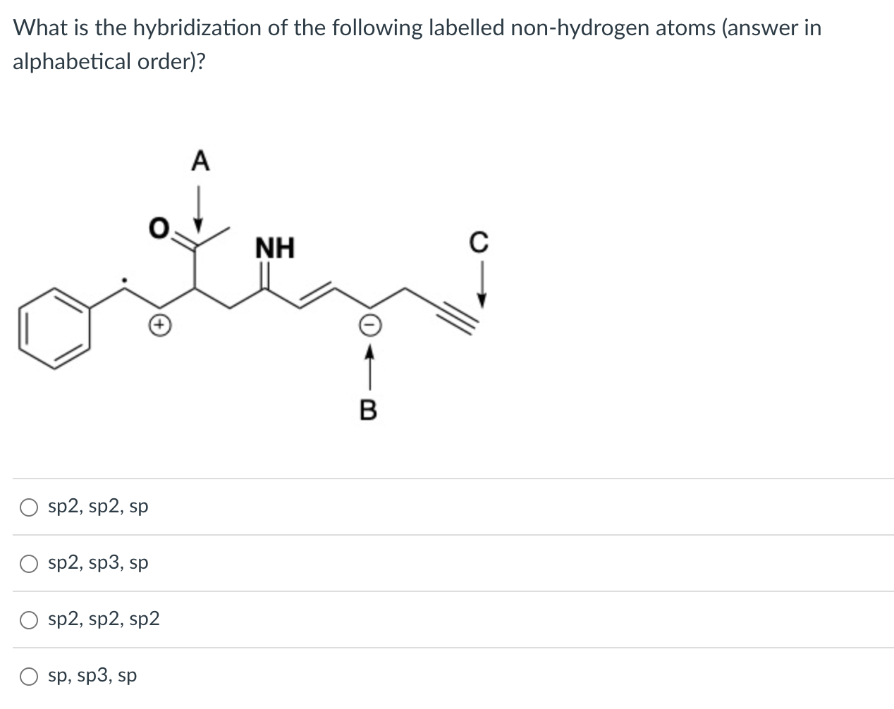 Solved What is the hybridization of the following labelled | Chegg.com