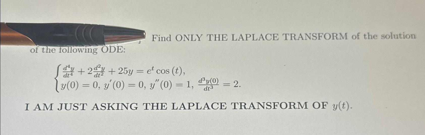 Solved Find ONLY THE LAPLACE TRANSFORM of the solution of | Chegg.com