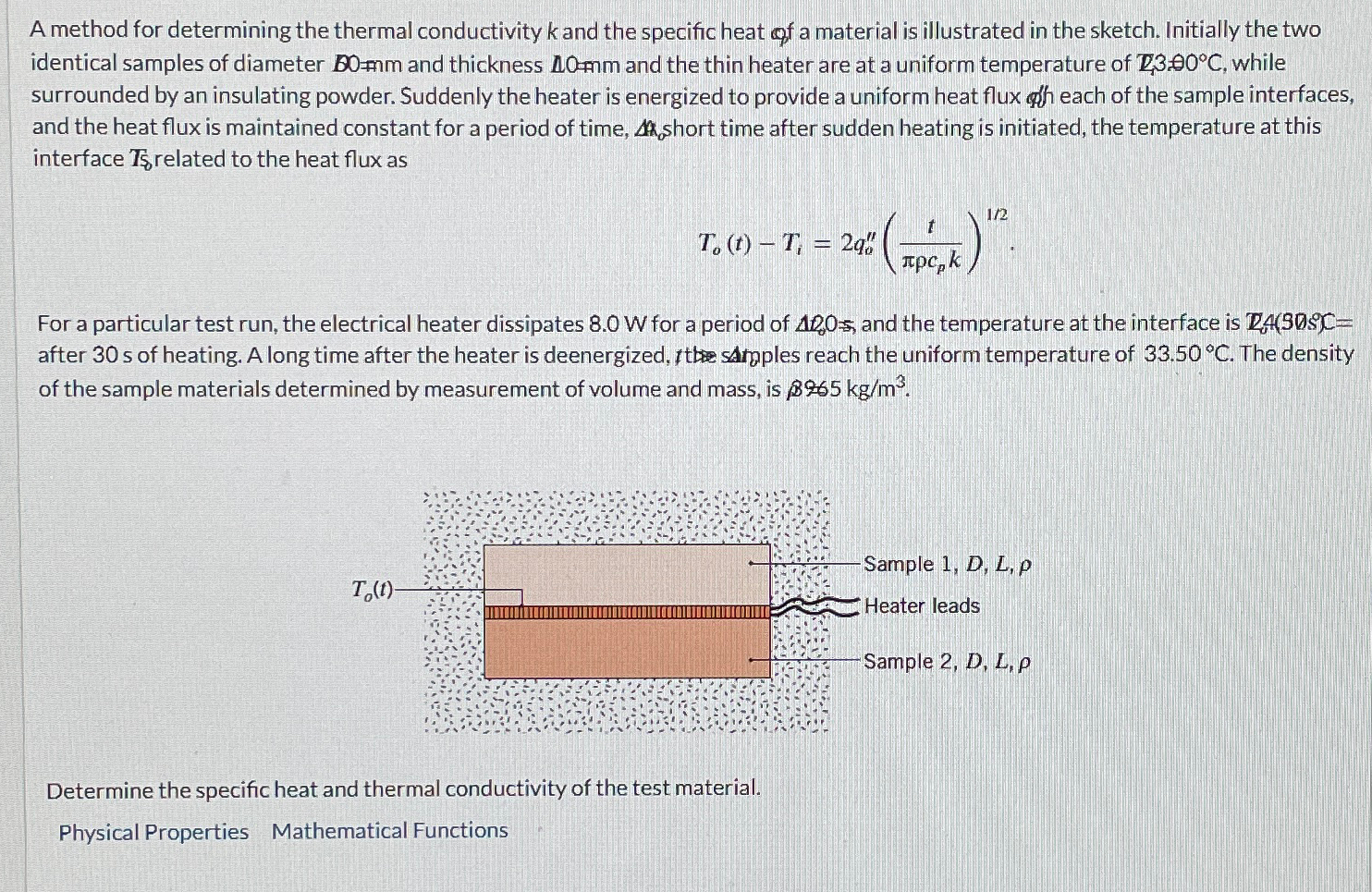 Solved A method for determining the thermal conductivity k | Chegg.com