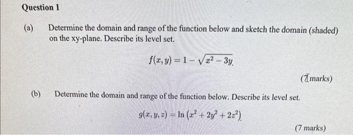 Solved a) Determine the domain and range of the function | Chegg.com