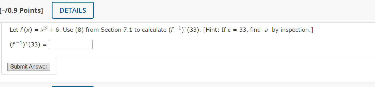 Solved Let f(x)=x3+6. ﻿Use (8) ﻿from Section 7.1 ﻿to | Chegg.com