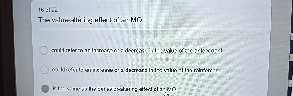Solved 16 ﻿of 22The value-altering effect of an MOcould | Chegg.com