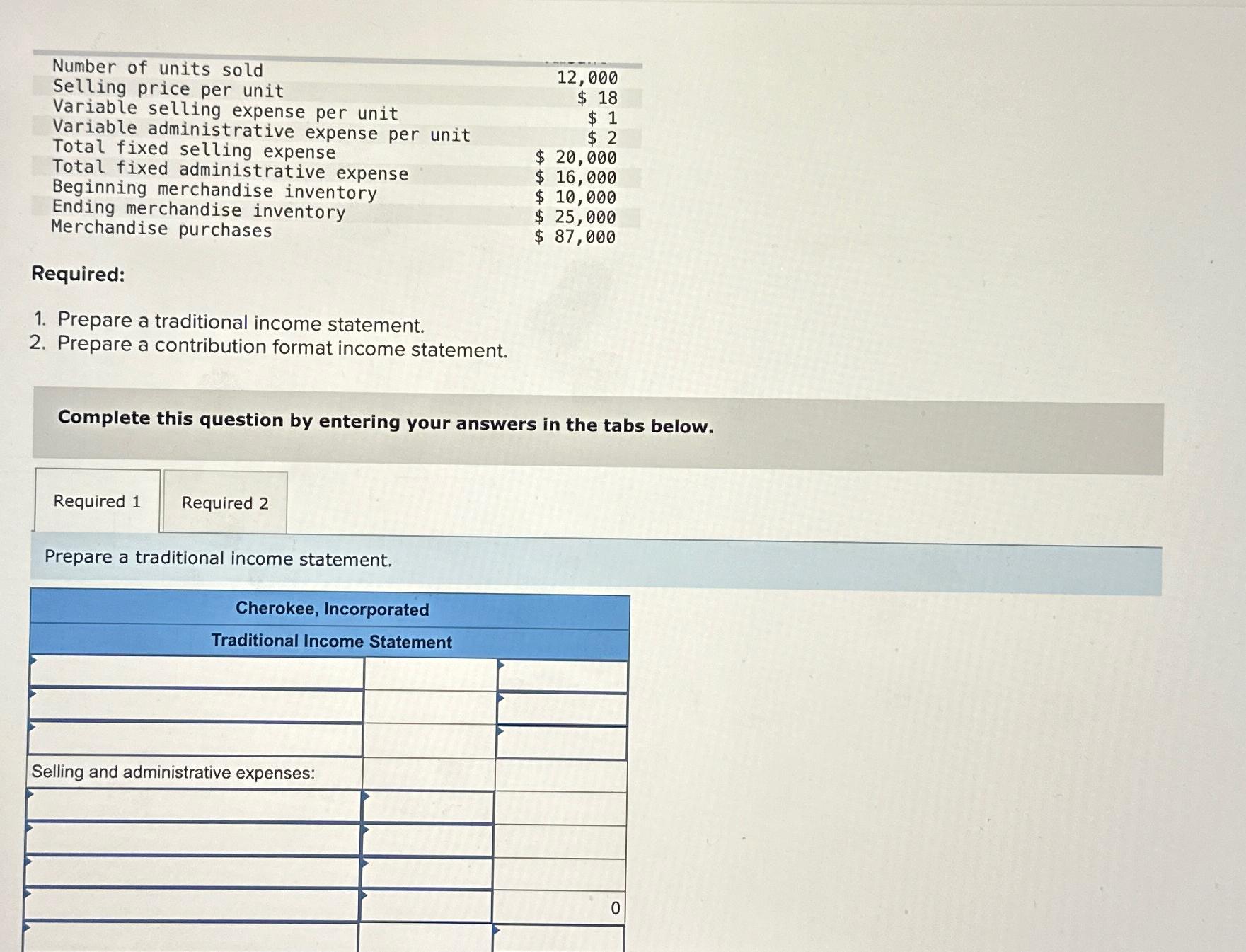 Solved Number of units sold Selling price per unitVariable | Chegg.com