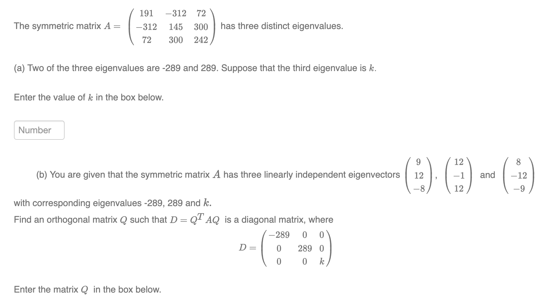 Solved The symmetric matrix | Chegg.com