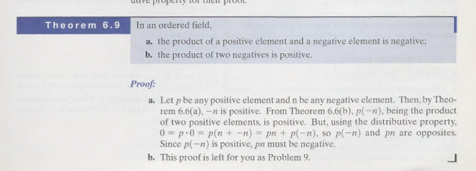 Solved Theorem 6.9 ﻿In an ordered field,a. ﻿the product of a | Chegg.com