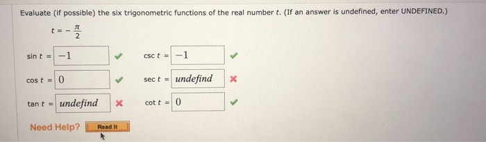 Solved Evaluate (if possible) the six trigonometric | Chegg.com