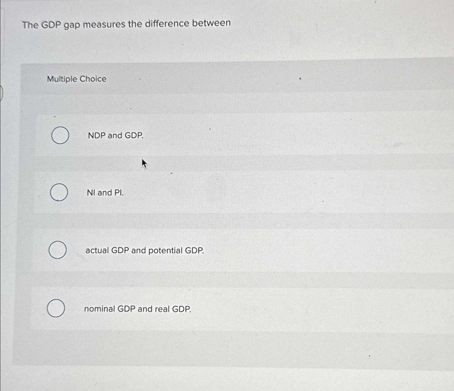 Solved The GDP gap measures the difference betweenMultiple | Chegg.com