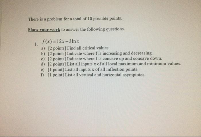 Solved There is a problem for a total of 10 possible points. | Chegg.com