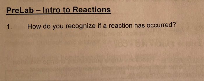 Solved PreLab- Intro to Reactions How do you recognize if a | Chegg.com