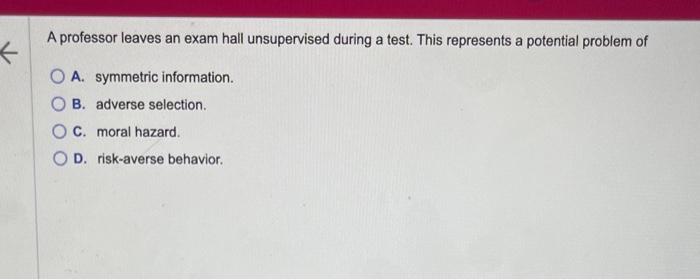 Solved A professor leaves an exam hall unsupervised during a | Chegg.com