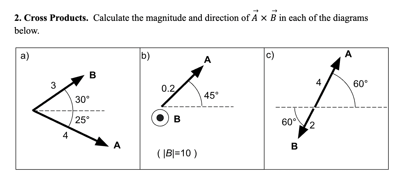 Solved Cross Products. Calculate the magnitude and direction | Chegg.com