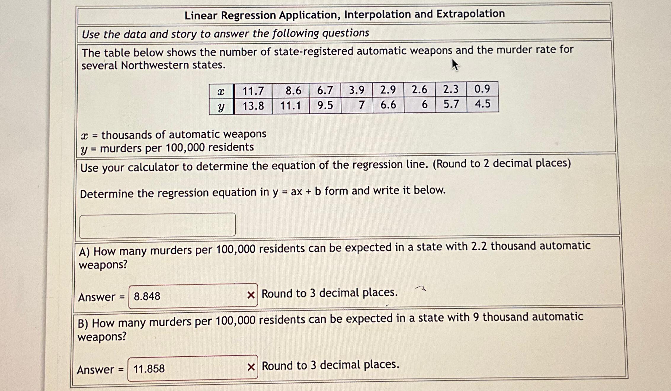 Solved Linear Regression Application, Interpolation and | Chegg.com