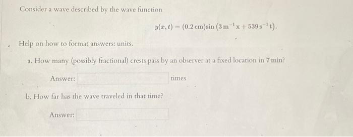Consider a wave described by the wave function | Chegg.com