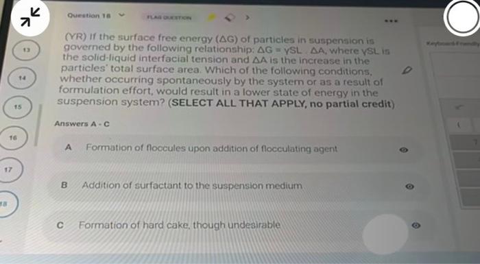 Solved (YR) If the surface free energy (ΔG) of particles in | Chegg.com