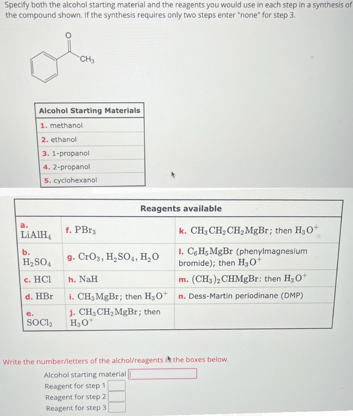 Solved Specify both the alcohol starting material and the | Chegg.com Solved Specify both the alcohol starting material and the | Chegg.com