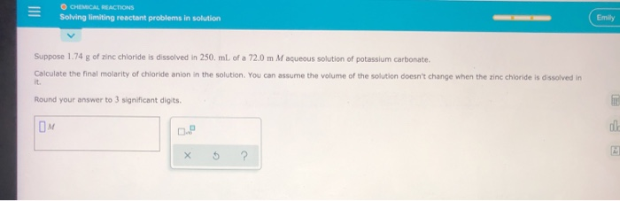Solved III O CHEMICAL REACTIONS Solving limiting reactant | Chegg.com
