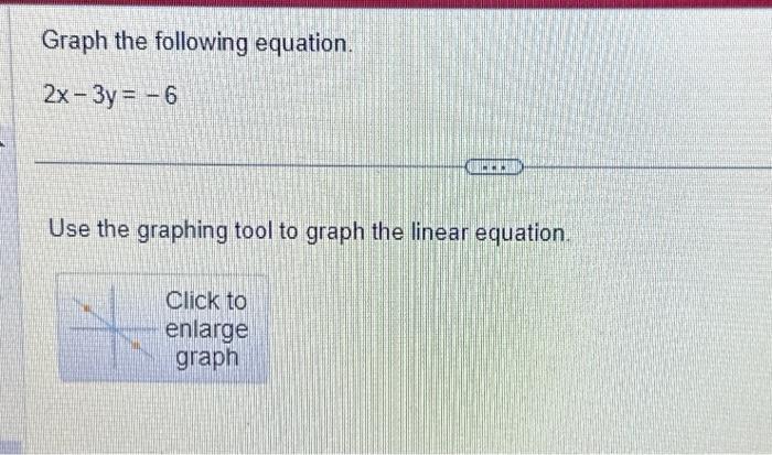 Solved Graph the following equation. 2x−3y=−6 Use the | Chegg.com