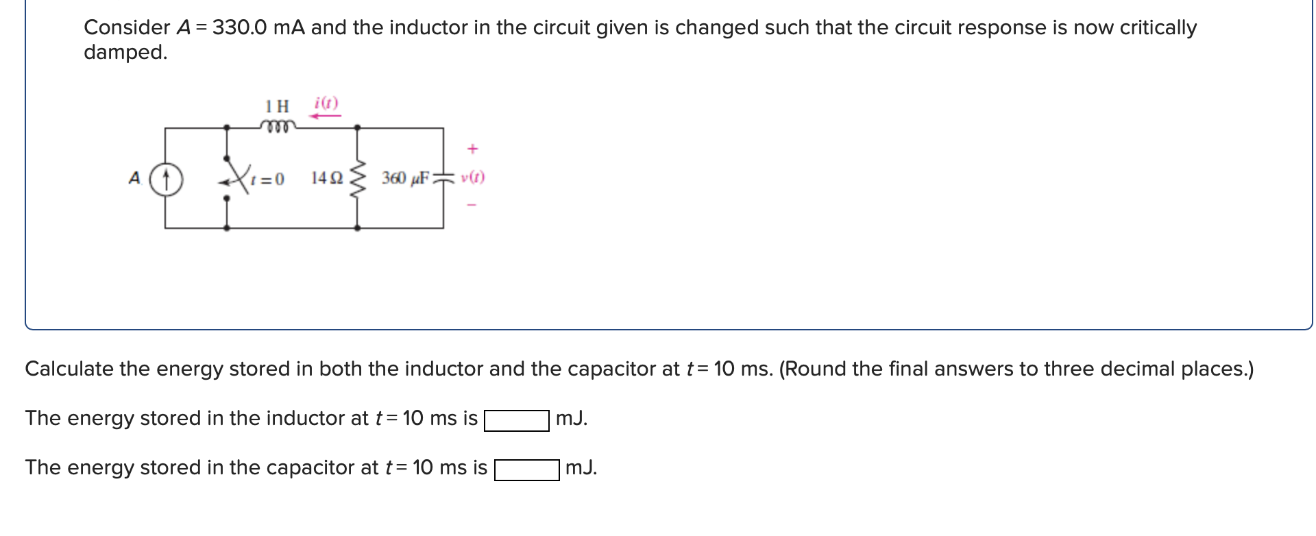 Calculate the energy stored in both the inductor and | Chegg.com