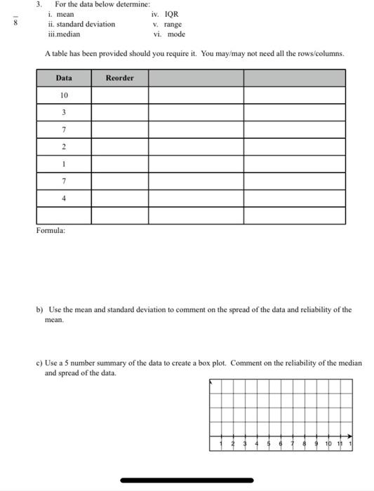 Solved Total Mark: Name MDM 4U Standard Deviation Assignment | Chegg.com