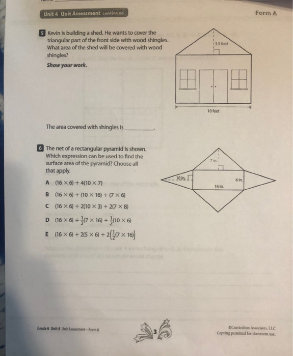 Solved Name Unit 4 Unit Assessment continued 10 A town is | Chegg.com