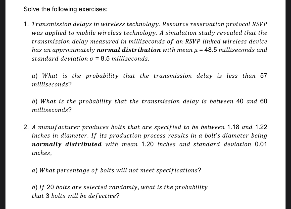 Solved Solve the following exercises:Transmission delays in | Chegg.com