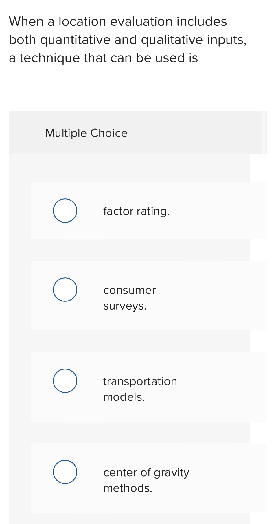Solved When a location evaluation includes both quantitative | Chegg.com