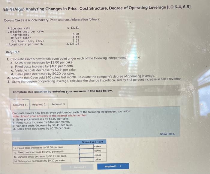 Solved E6-4 (Algo) Analyzing Changes in Price, Cost | Chegg.com