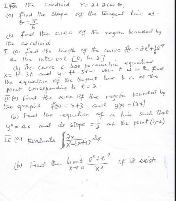 Solved I for the Cardioid r=2+ 2 cos & (2) find the slope of | Chegg.com