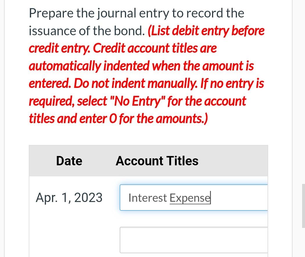 Solved Prepare the journal entry to record the issuance of | Chegg.com