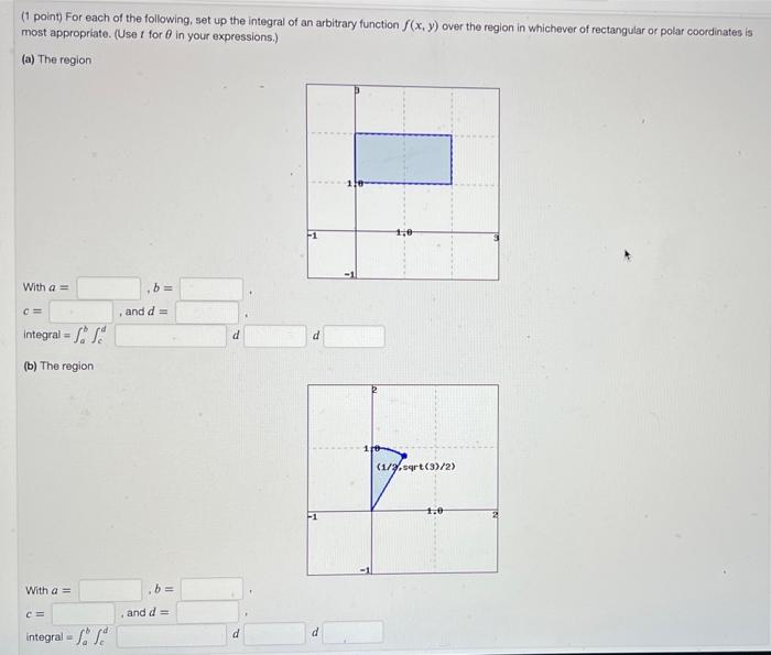 Solved (1 point) For each of the following, set up the | Chegg.com