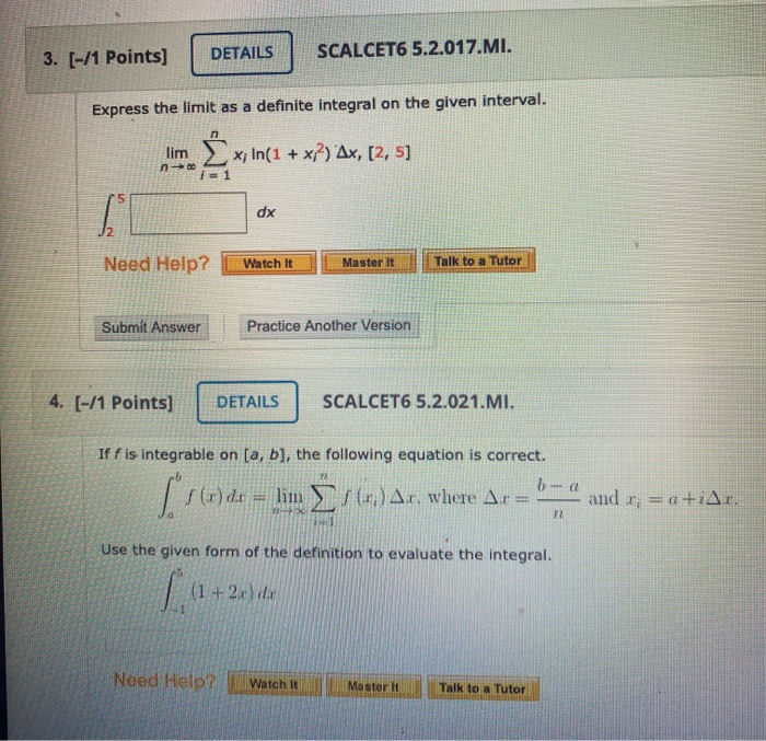 Solved 3. [-/1 Points] DETAILS SCALCET6 5.2.017.MI. Express | Chegg.com