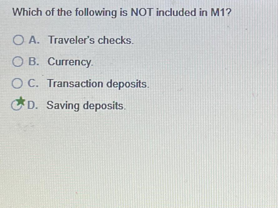 Solved Which of the following is NOT included in M1?A. | Chegg.com