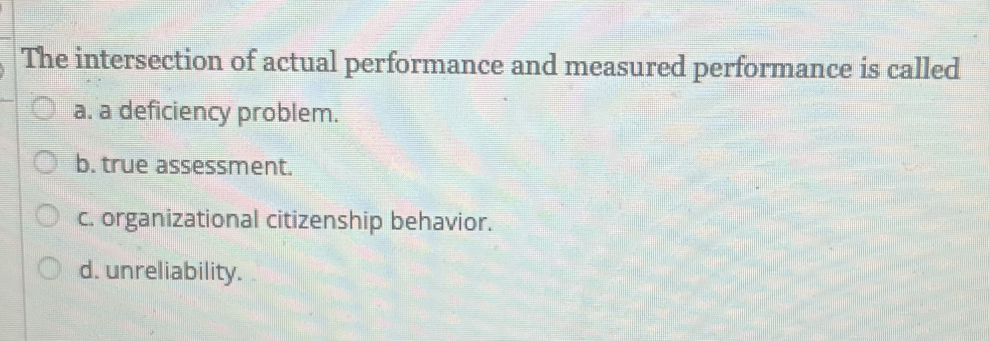 Solved The intersection of actual performance and measured | Chegg.com
