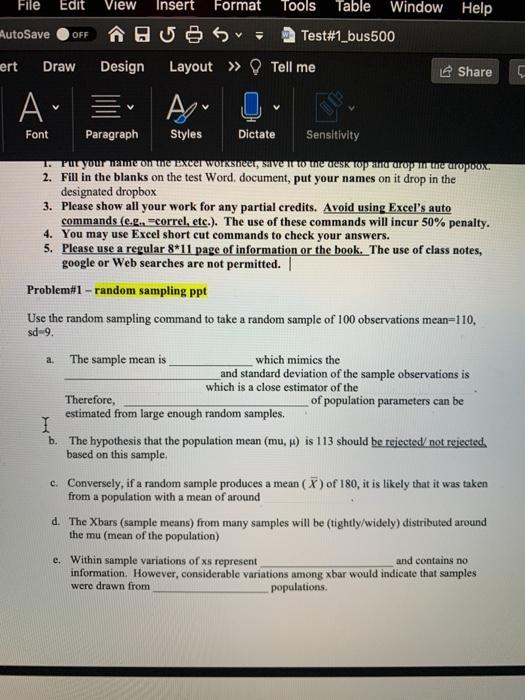 Solved File Edit View Help AutoSave OFF Insert Format Tools | Chegg.com