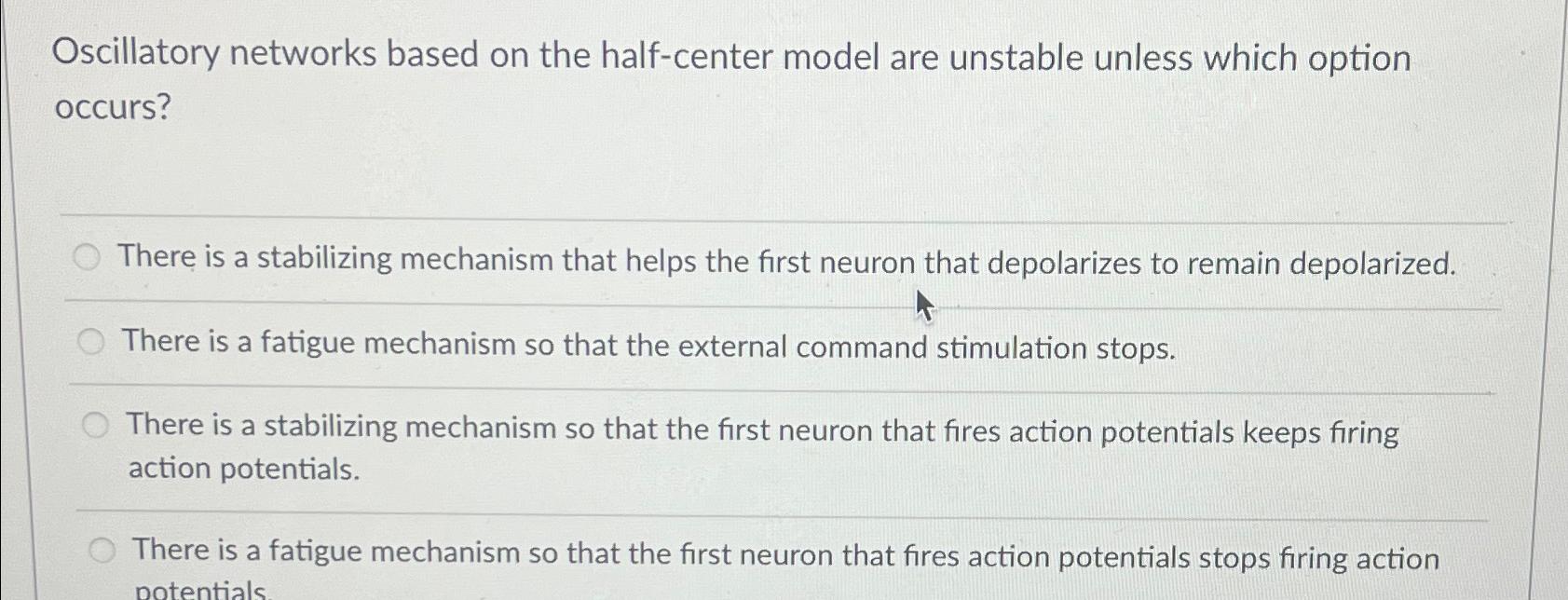 Solved Oscillatory networks based on the half-center model | Chegg.com
