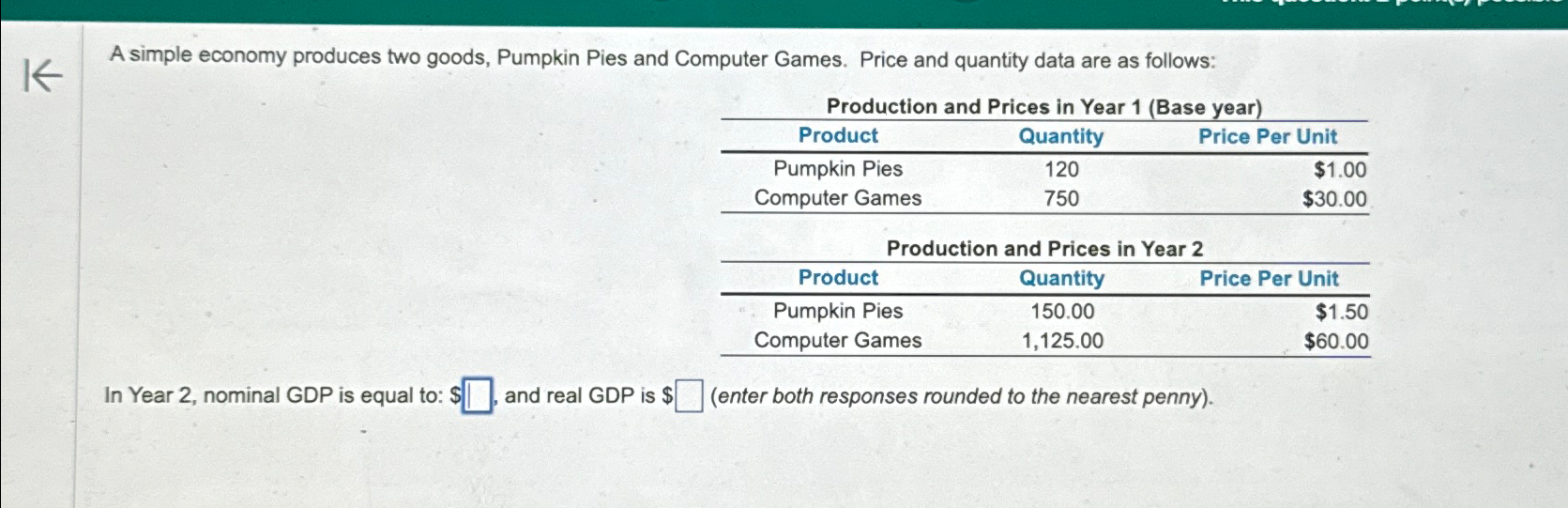 Solved A simple economy produces two goods, Pumpkin Pies and | Chegg.com