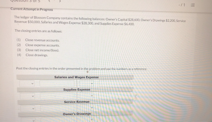 Solved - / 1 Current Attempt in Progress The ledger of | Chegg.com